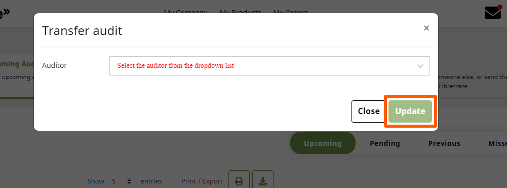 How to transfer the audit? – FibreTrace Help Centre